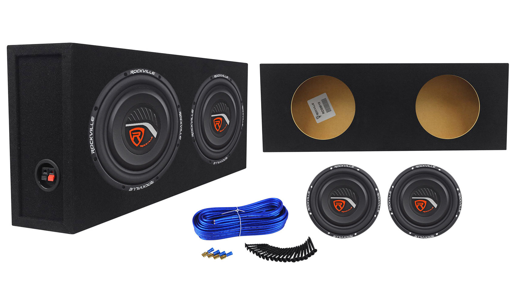 (2) Rockville W10T4-S2 10" Shallow 2400 Watts Car Subwoofers+Sealed Su