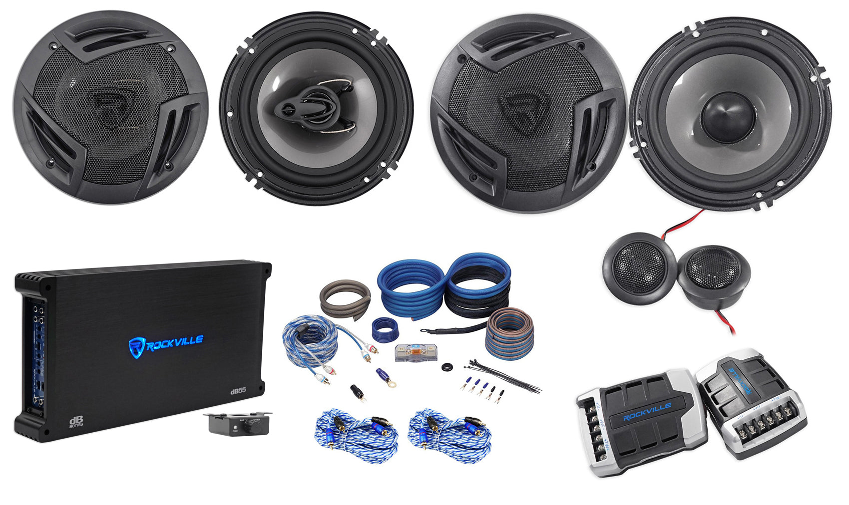 RV65.2C Component + RV6.3A Coaxial + dB55 5-Channel Amp Bundle – Rockville