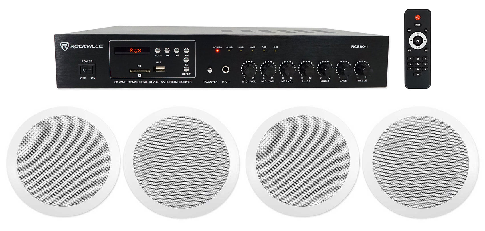 CC65T White 4-Pack + RCS80-1 Bundle – Rockville
