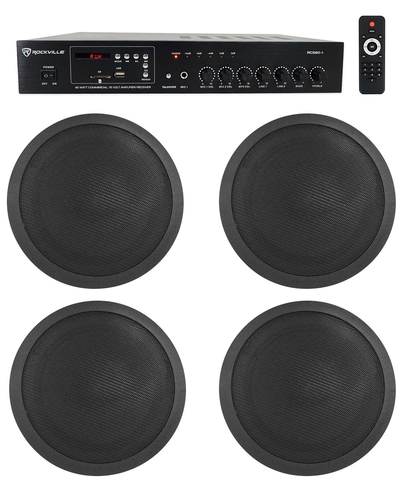CCL6T Black 4-Pack + RCS80-1 Bundle – Rockville