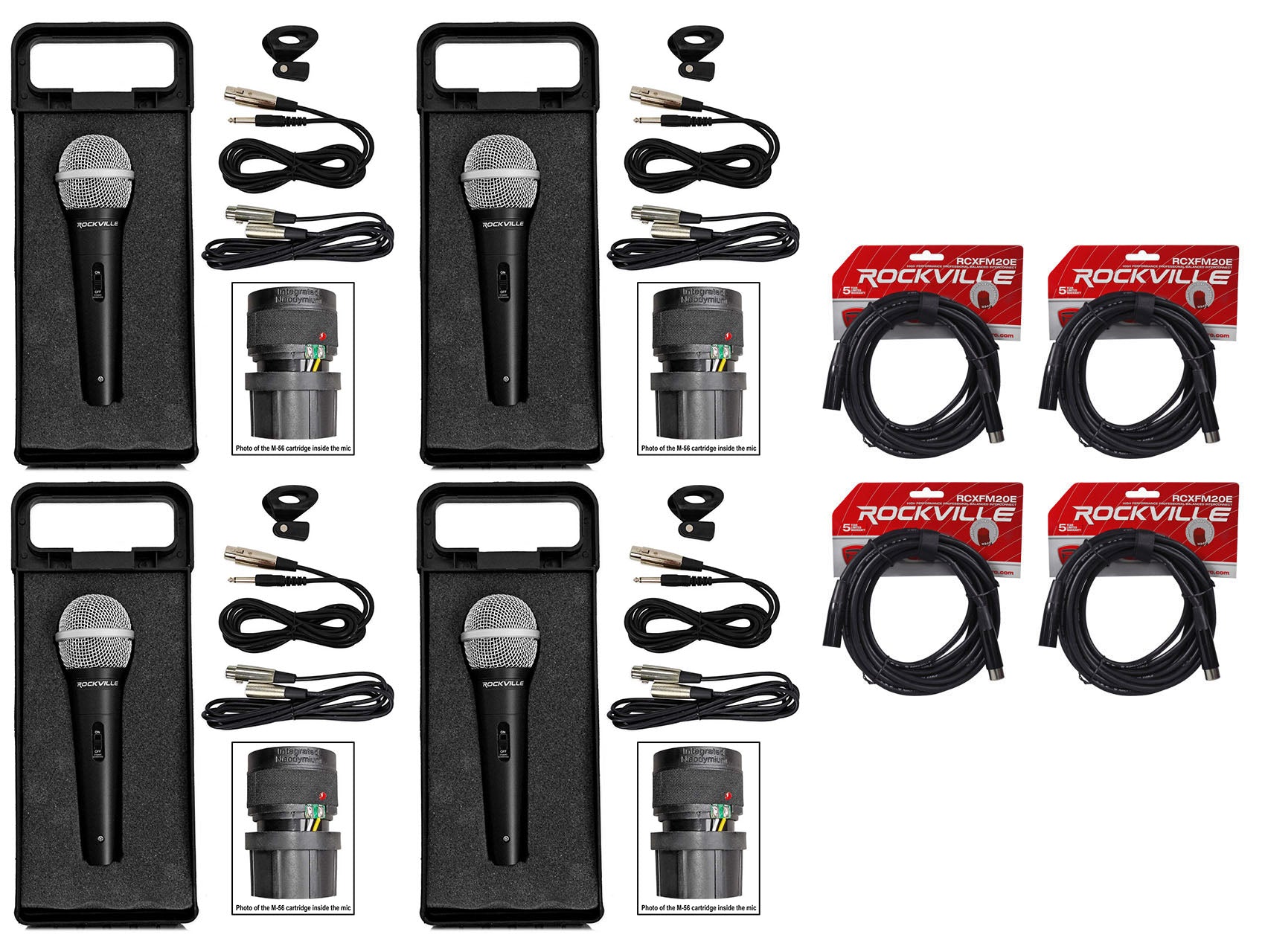 RMC-XLR 4-Pack + 20' XLR Cables Bundle – Rockville