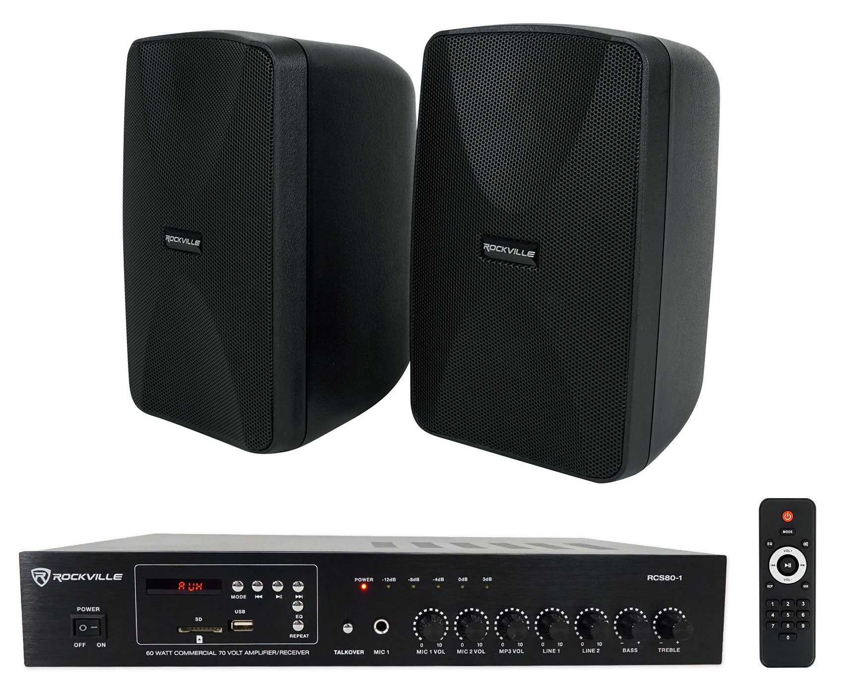 RCS80-1 + WET-40B Black Speakers Bundle – Rockville