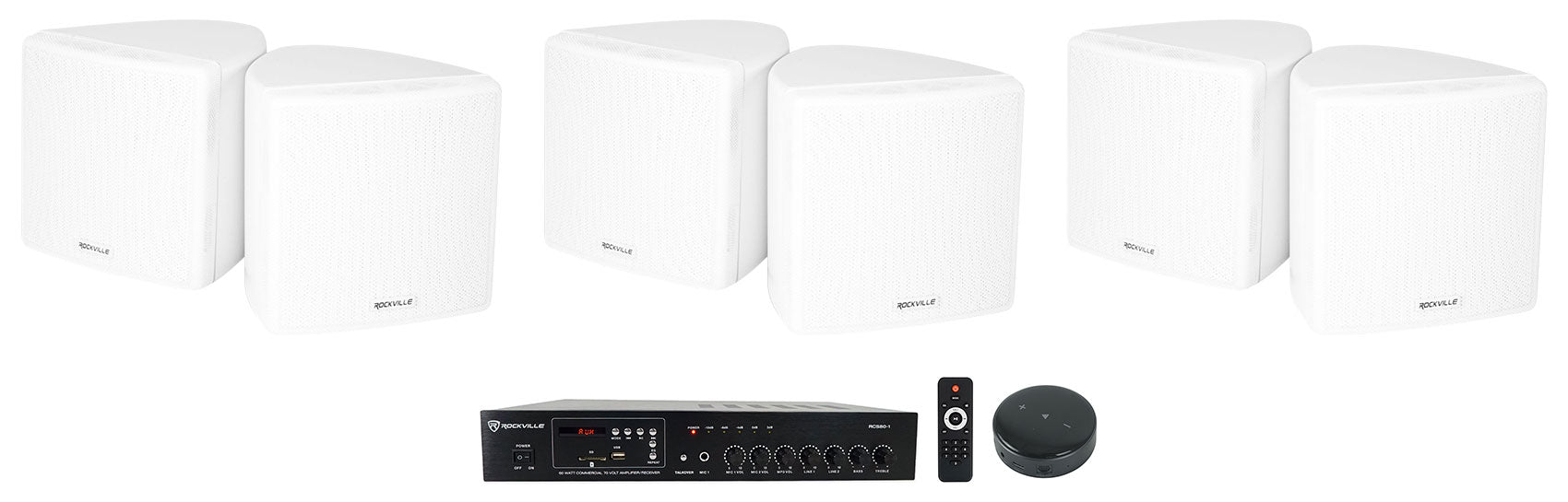 RCS80-1 3-Pack + Cube 70V White + Wiim Mini Bundle – Rockville